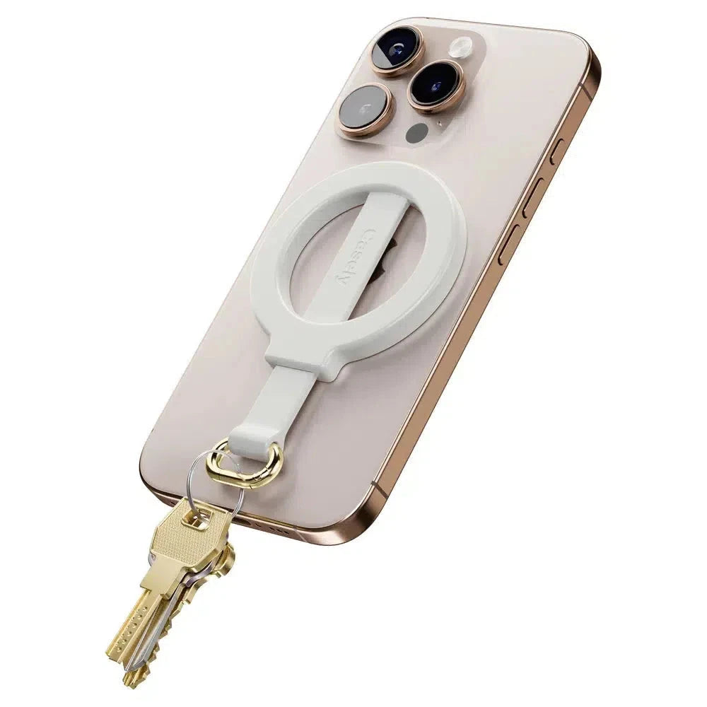 White Magnetic Phone Grip with Key Ring | Casely