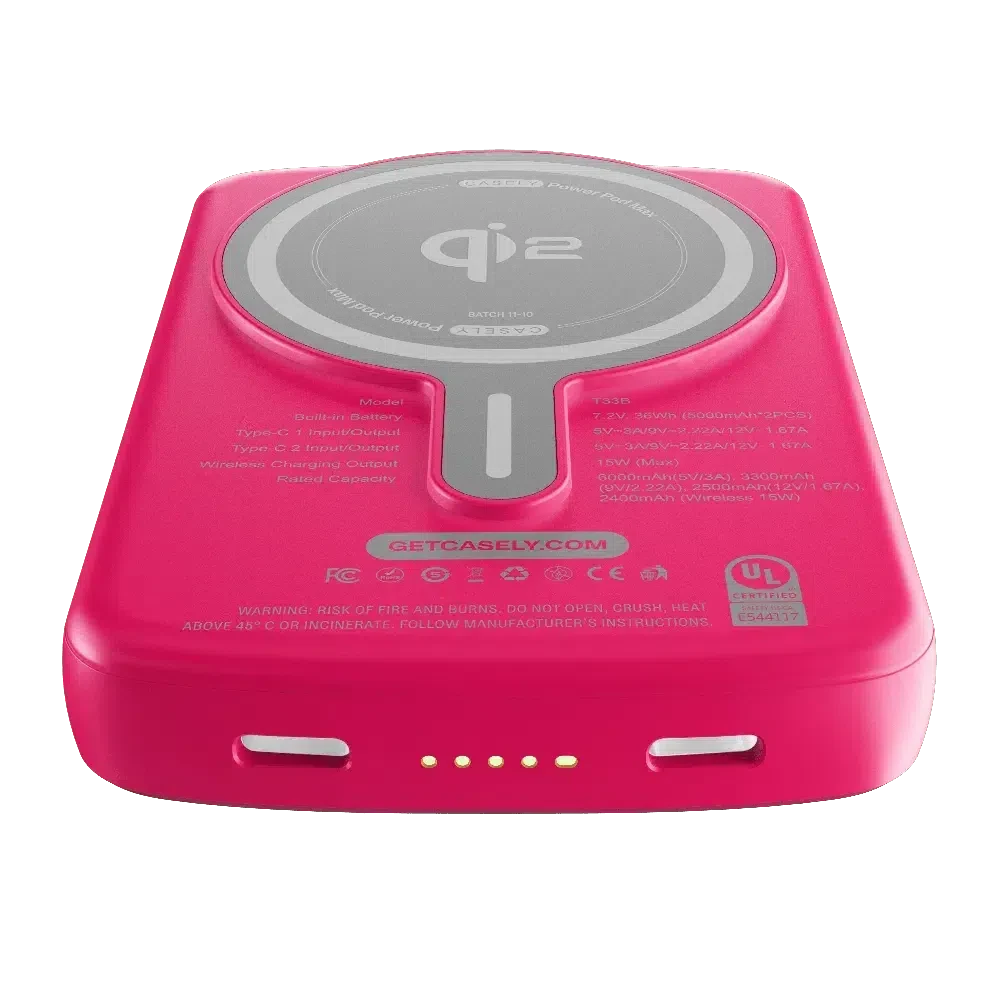 Neon Pink Power Pod Max | Portable Wireless MagSafe Charger - Casely